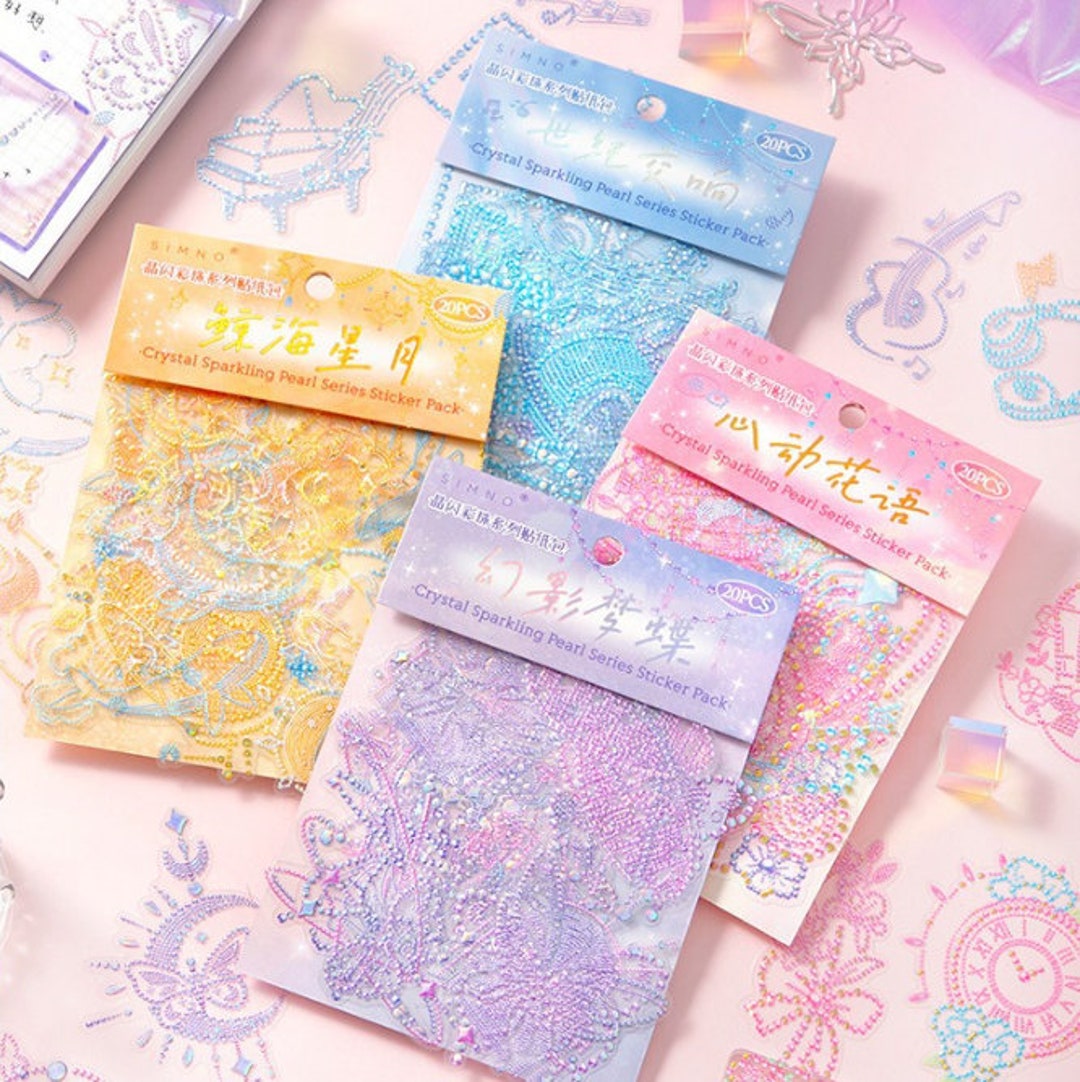 20sheets, Crystal Flash Beads Series, PET Sticker Pack, Gilding ...