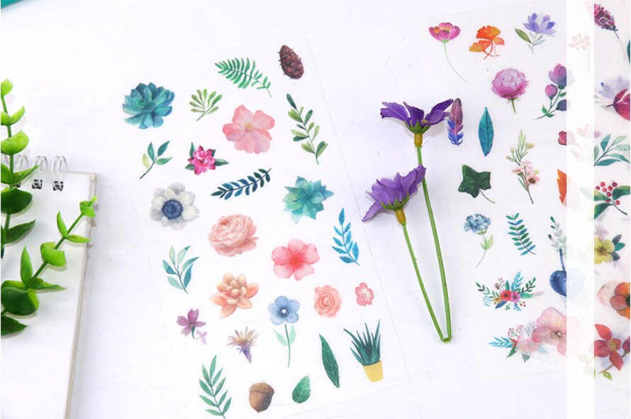 6 Bögen Blumen Sticker Pflanzen Sticker Planer Sticker - Etsy.de