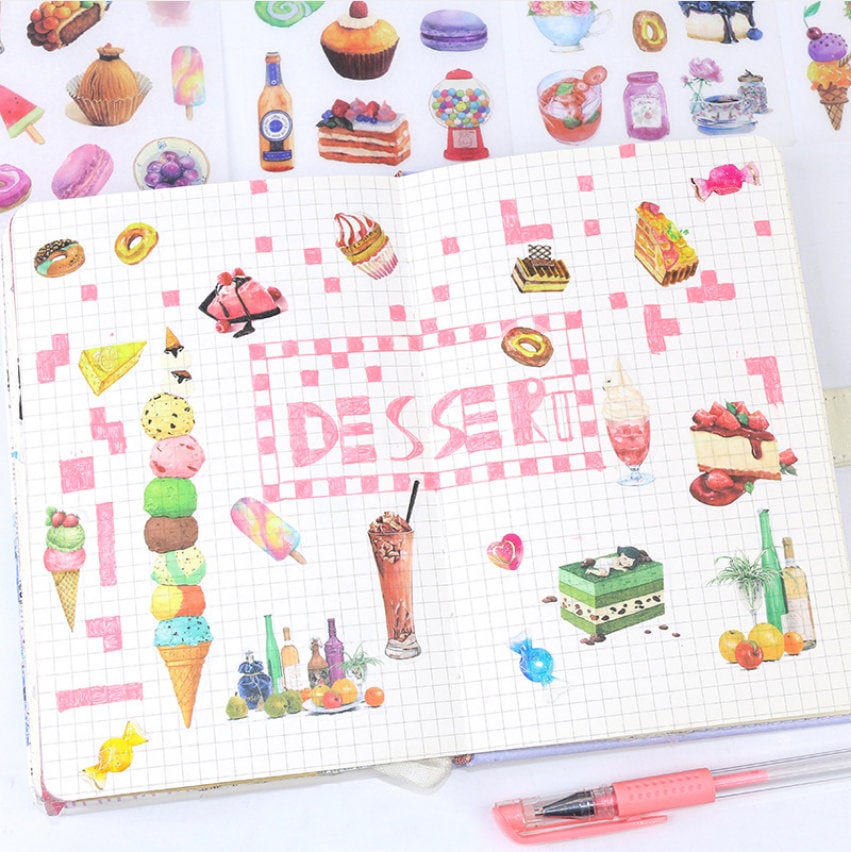 6 Sheets Cake Stickers Food Stickers Dessert Stickers Ice - Etsy