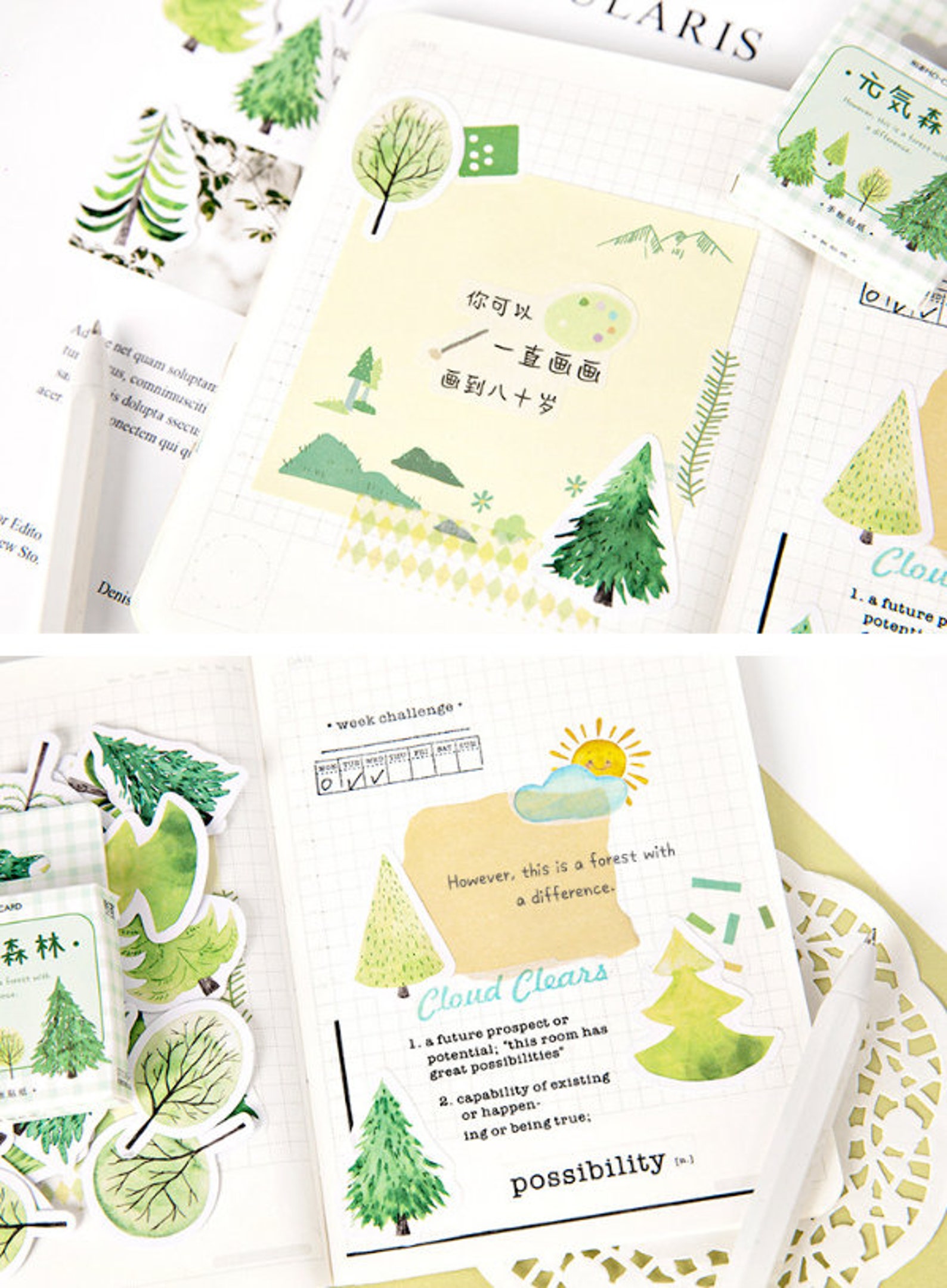 45pcs Tree Stickers Forest Stickers Green Tree Stickers - Etsy