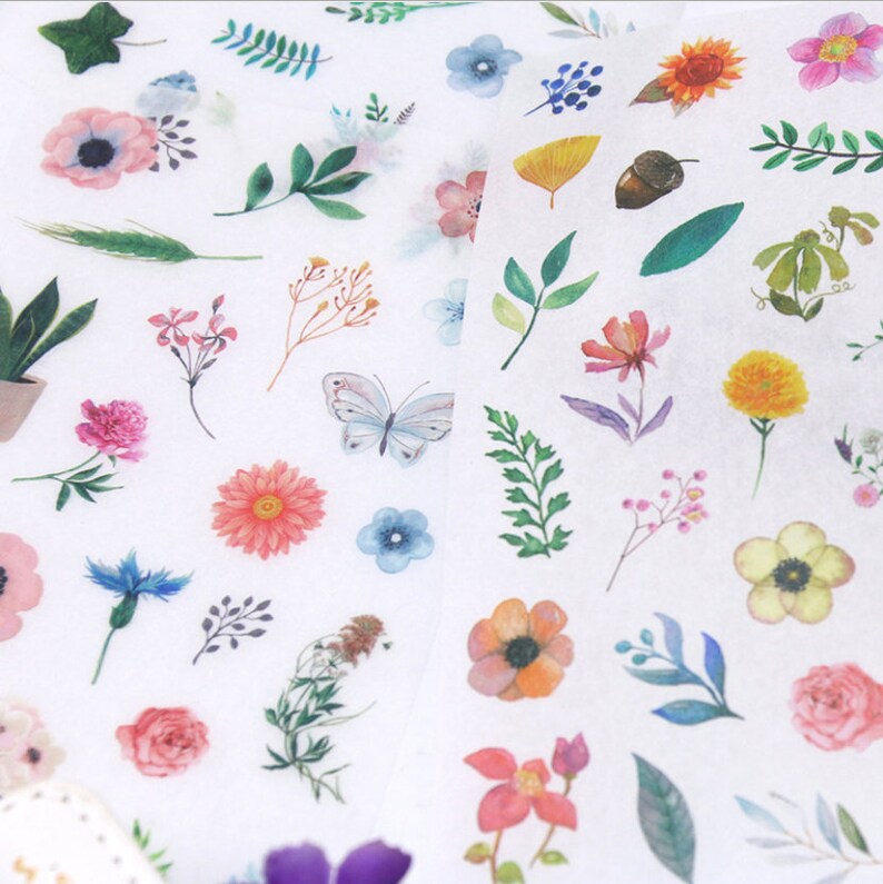 6 Sheets Flowers Stickers Plant Sticker Planner Sticker - Etsy
