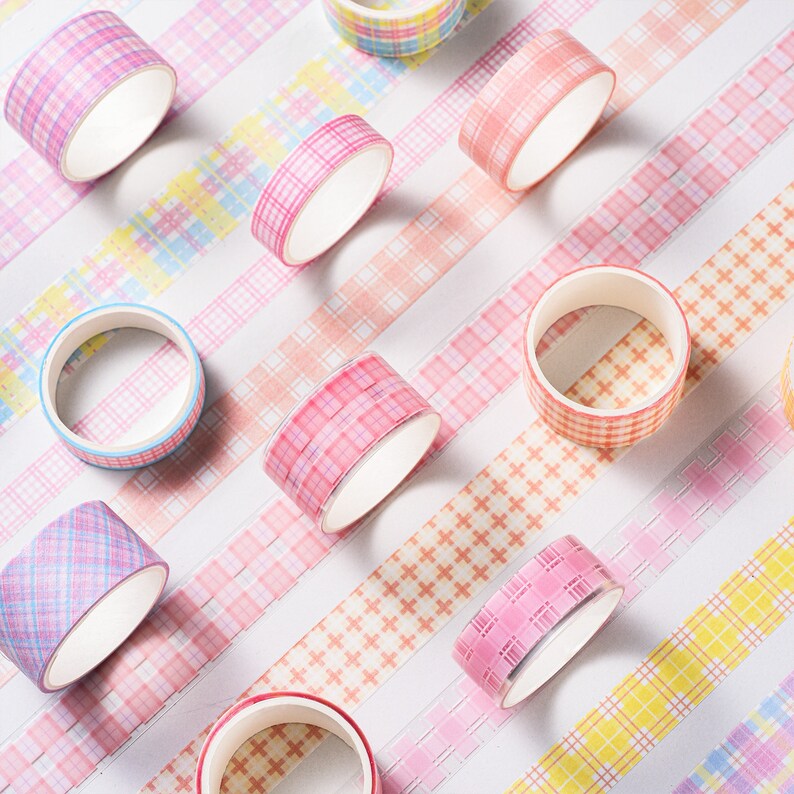 8 Rolls, Beautiful Tape, PVC Tape, Washi Tape, Grid, Ins Style, Masking ...