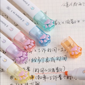 6pcs, 12 Colors, Cat Paw Highlighter Pen, Kawaii Stationary, Back to ...