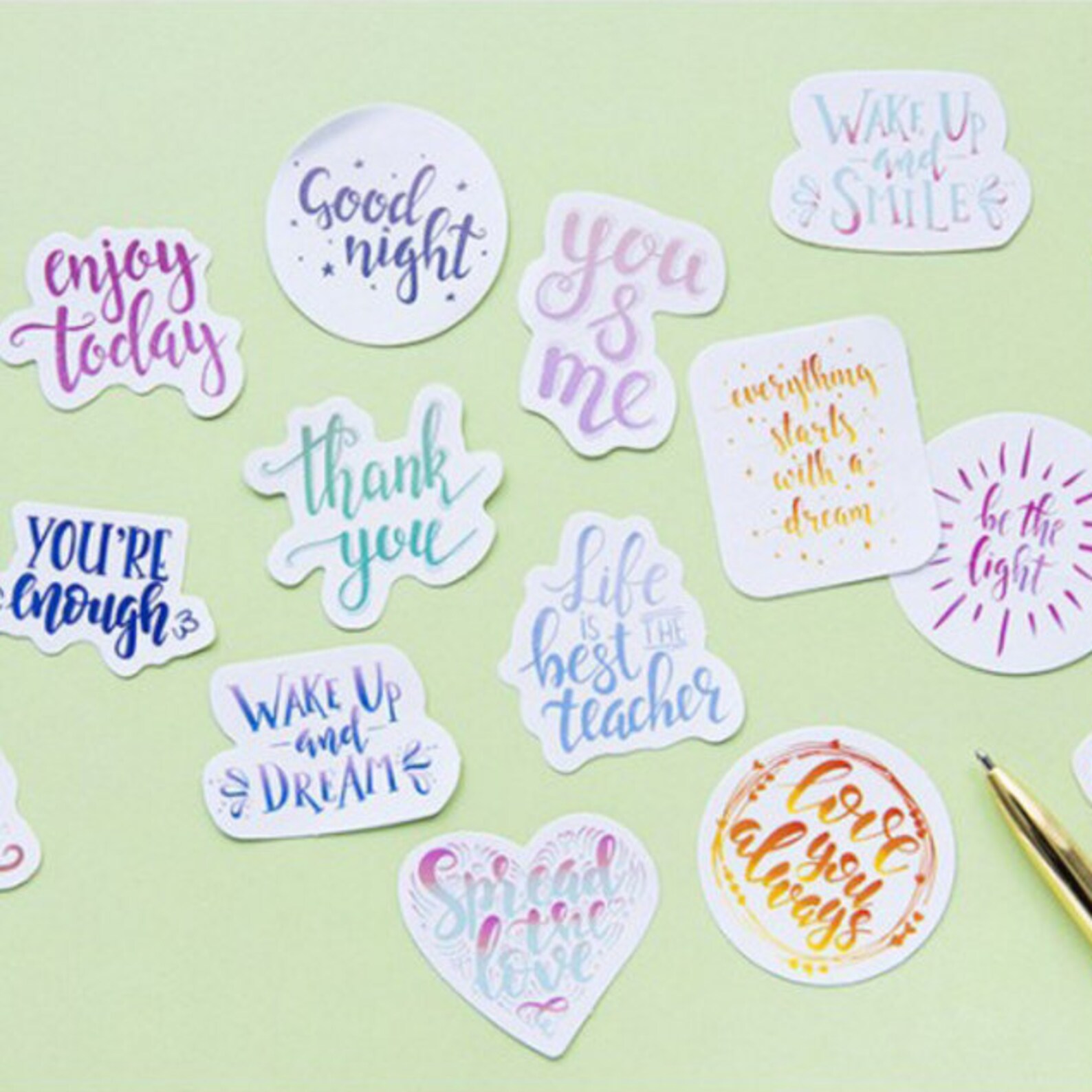 46pcs Calligraphy Stickers Words Stickers Colorful Sticker - Etsy