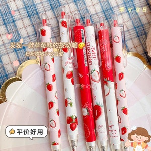 2pcs/set, Strawberry Retractable Gel Pen, Planner Pens, Kawaii ...