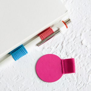 Red Pen Loop, PU, Blue Pen Holder, Self-adhesive Colorful, Black Pencil Holder, Pink Pen Clip ...