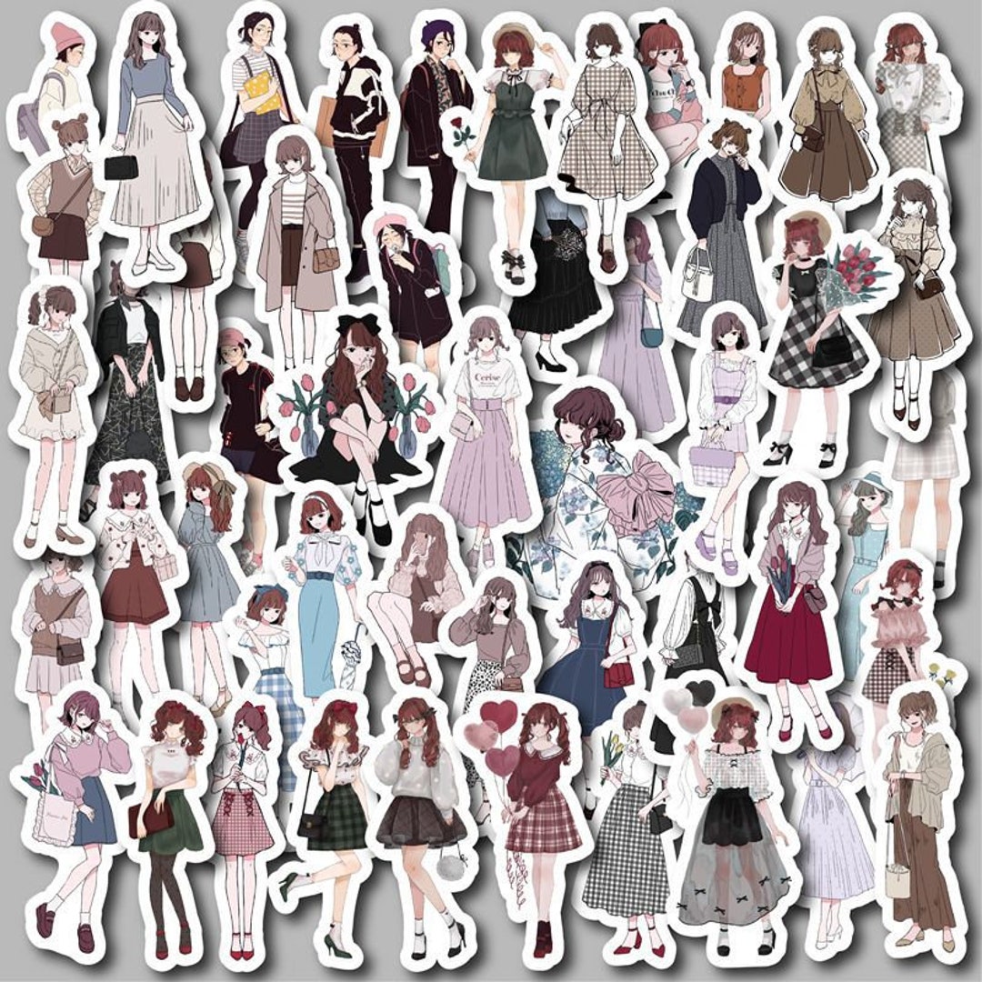 50pcs, Girl Stickers, Fashion Girl, Planner Sticker, Kawaii Stationary ...