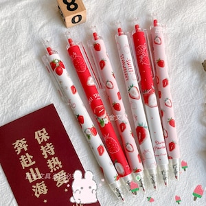2pcs/set, Strawberry Retractable Gel Pen, Planner Pens, Kawaii ...