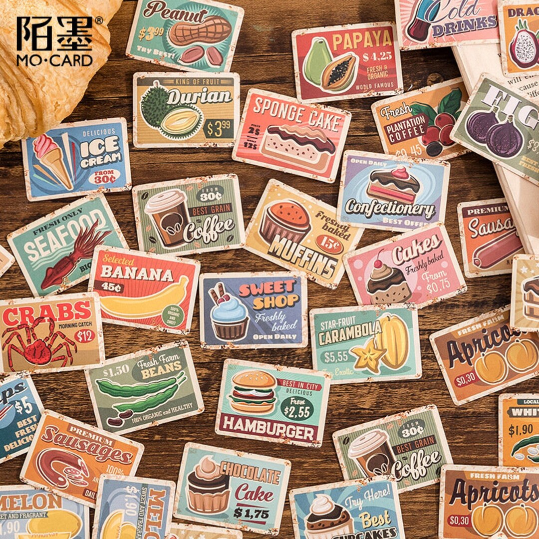 45pcs, Food Stickers, Retro Style Stickers, Planner Sticker, Kawaii ...