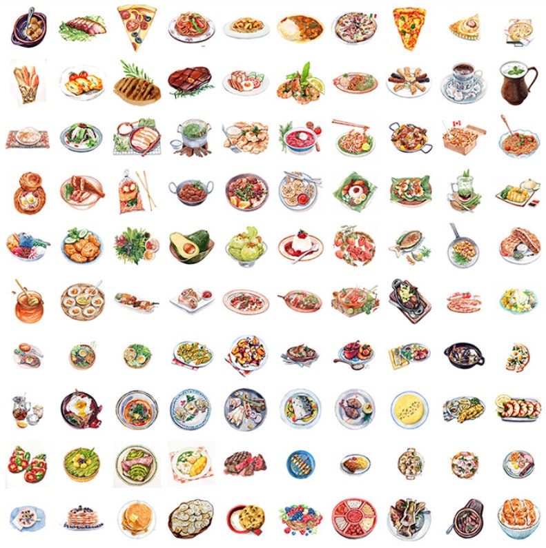 100pcs Food Stickers Cute Stickers Sticker Flakes Sealing - Etsy