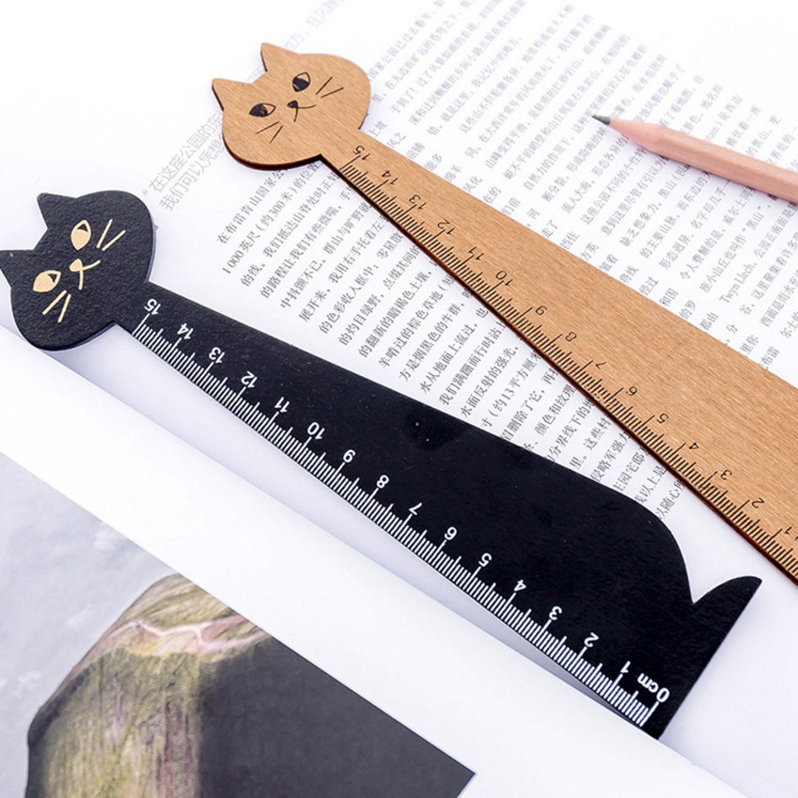 Cat Ruler Wooden Ruler Black Ruler Cute Ruler Kawaii - Etsy
