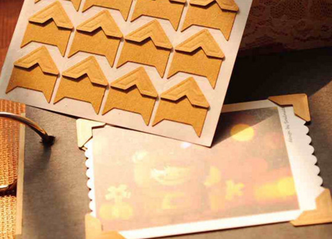 5 Sheets, Photo Corners Stickers, Kraft Photo Corners, Adhesive Photo ...