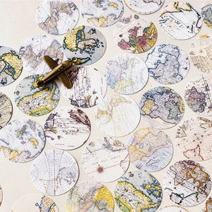 46pcs World Map Stickers Retro Style Stickers Map Stickers - Etsy