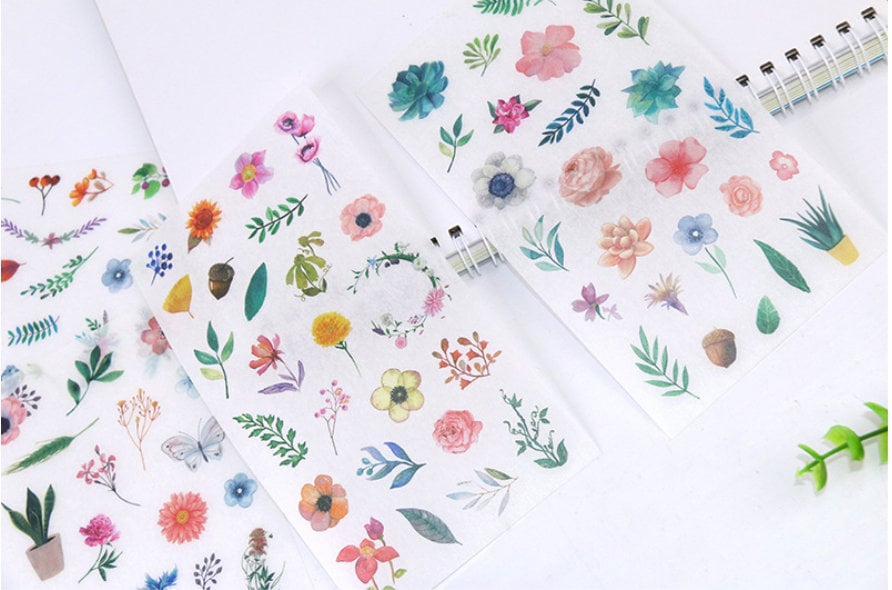 6 Bögen Blumen Sticker Pflanzen Sticker Planer Sticker - Etsy.de