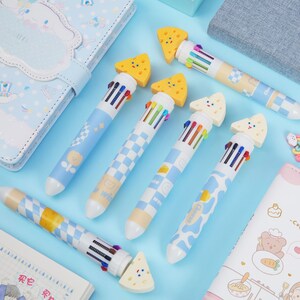 1pc, Cute Cheese Ballpoint Pen, 10-in-1 Multicolor Pen,kawaii ...