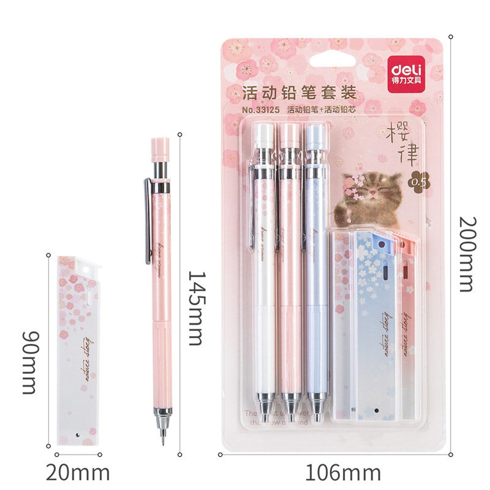 3 Pencils 3 Refills 0.5mm Mechanical Pencil Cute Pencil - Etsy