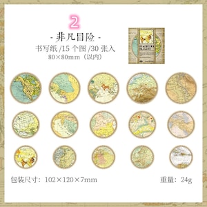 30pcs, World Map Stickers, Retro Style Stickers, Map Stickers, Planner ...