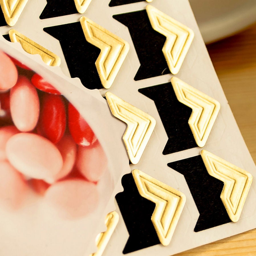 5 Sheets, Photo Corners Stickers, Kraft Photo Corners, Gold, White ...