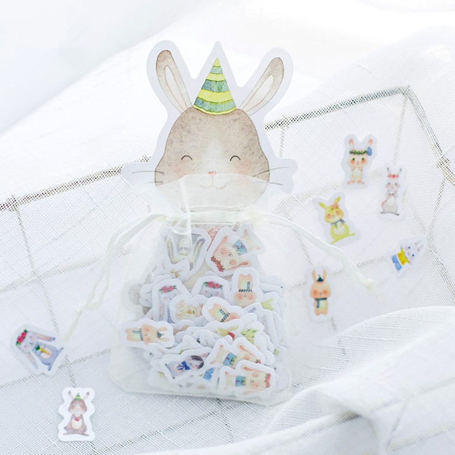 Rabbit Stickers 100pcs Cute Rabbit Sticker Bunny Sticker - Etsy