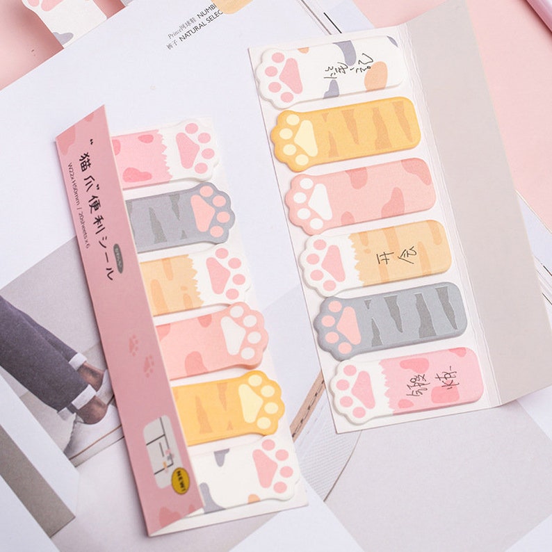 Cat Paw Sticky Notes, Planner Memo, to Do Sticky Notes, Kawaii Notepad ...