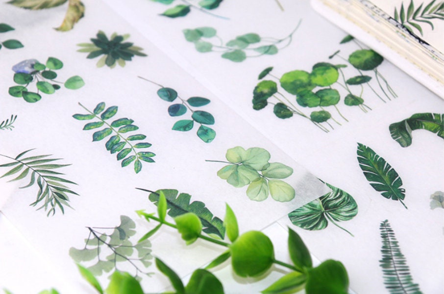 6 sheets leaves stickers Plant sticker green Planner | Etsy