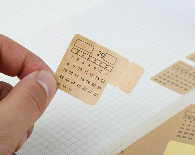 Calendar Sticker Calendar Index Sticker Kraft Stickers | Etsy