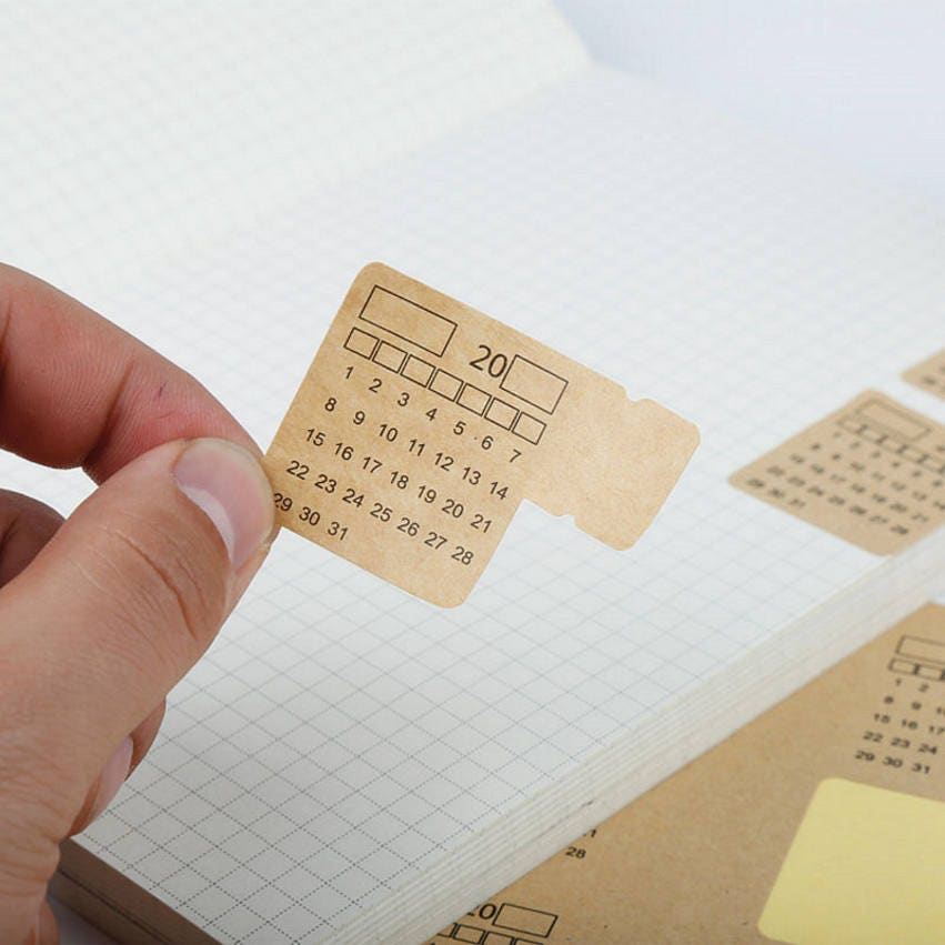 Calendar Sticker, Calendar Index Sticker, Kraft Stickers, Index ...
