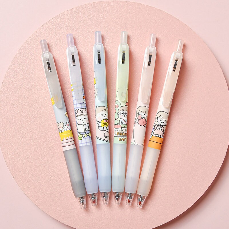 6pcs 0.5mm Gel Pen Cartoon Pen Girl Kawaii Stationary | Etsy