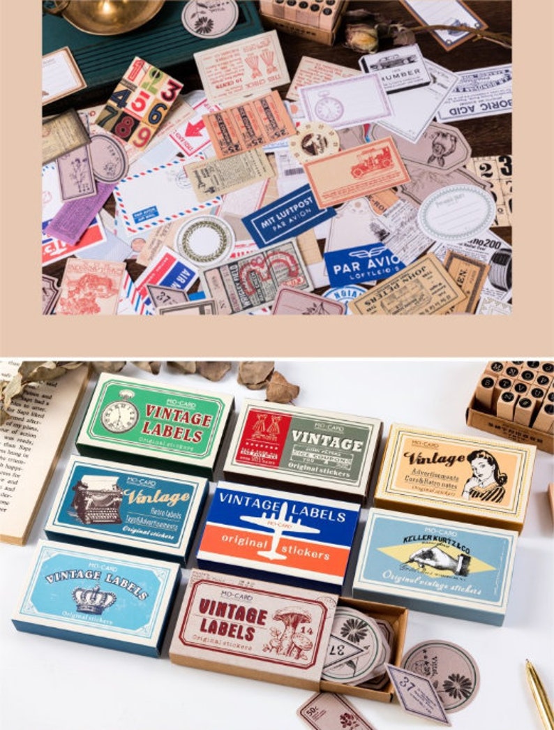 60pcs vintage stickers written stickers frame stickers | Etsy