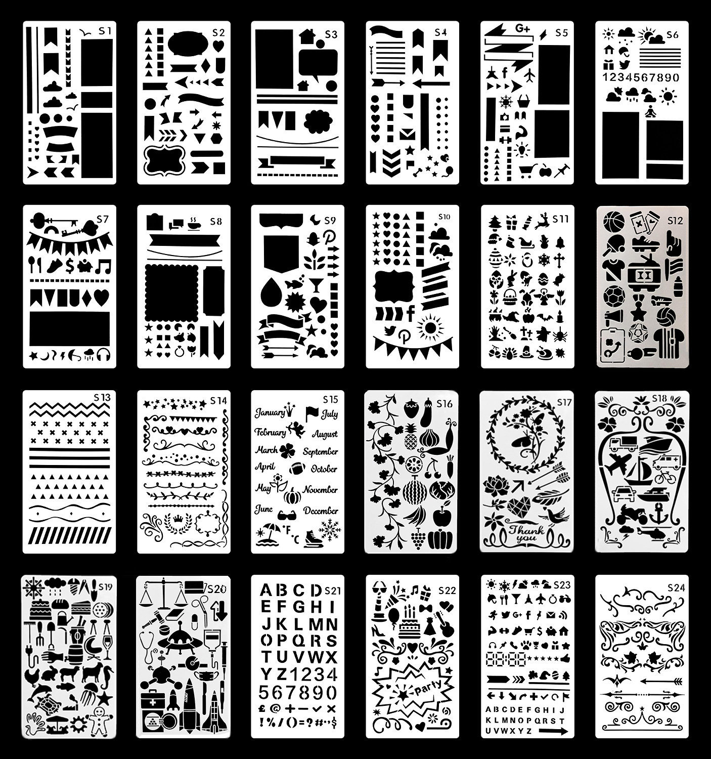 24pcs Bullet Journal Stencil Planner Stencil Plastic | Etsy