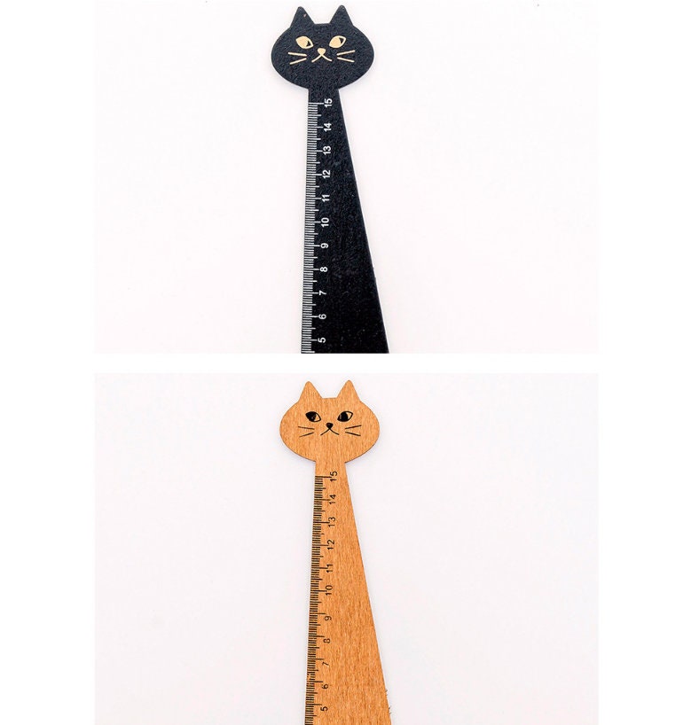 Cat Ruler Wooden Ruler Black Ruler Cute Ruler Kawaii - Etsy