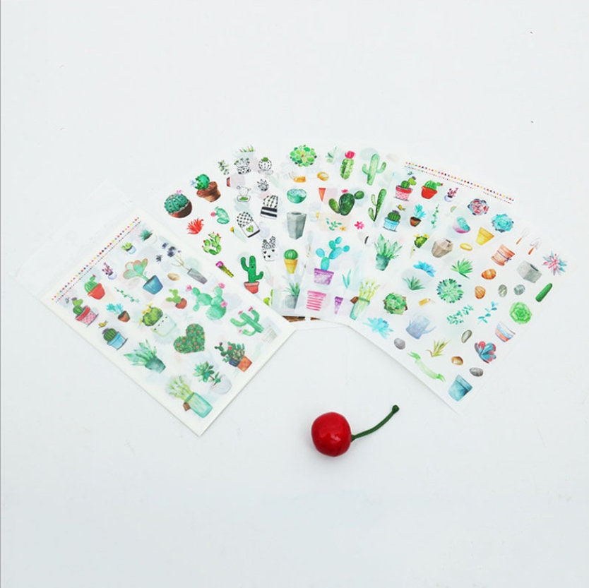 6 Sheets Cactus Sticker Plant Sticker Planner Sticker - Etsy