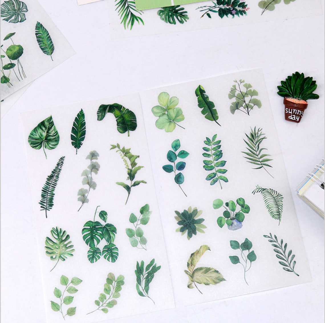 6 sheets leaves stickers Plant sticker green Planner | Etsy