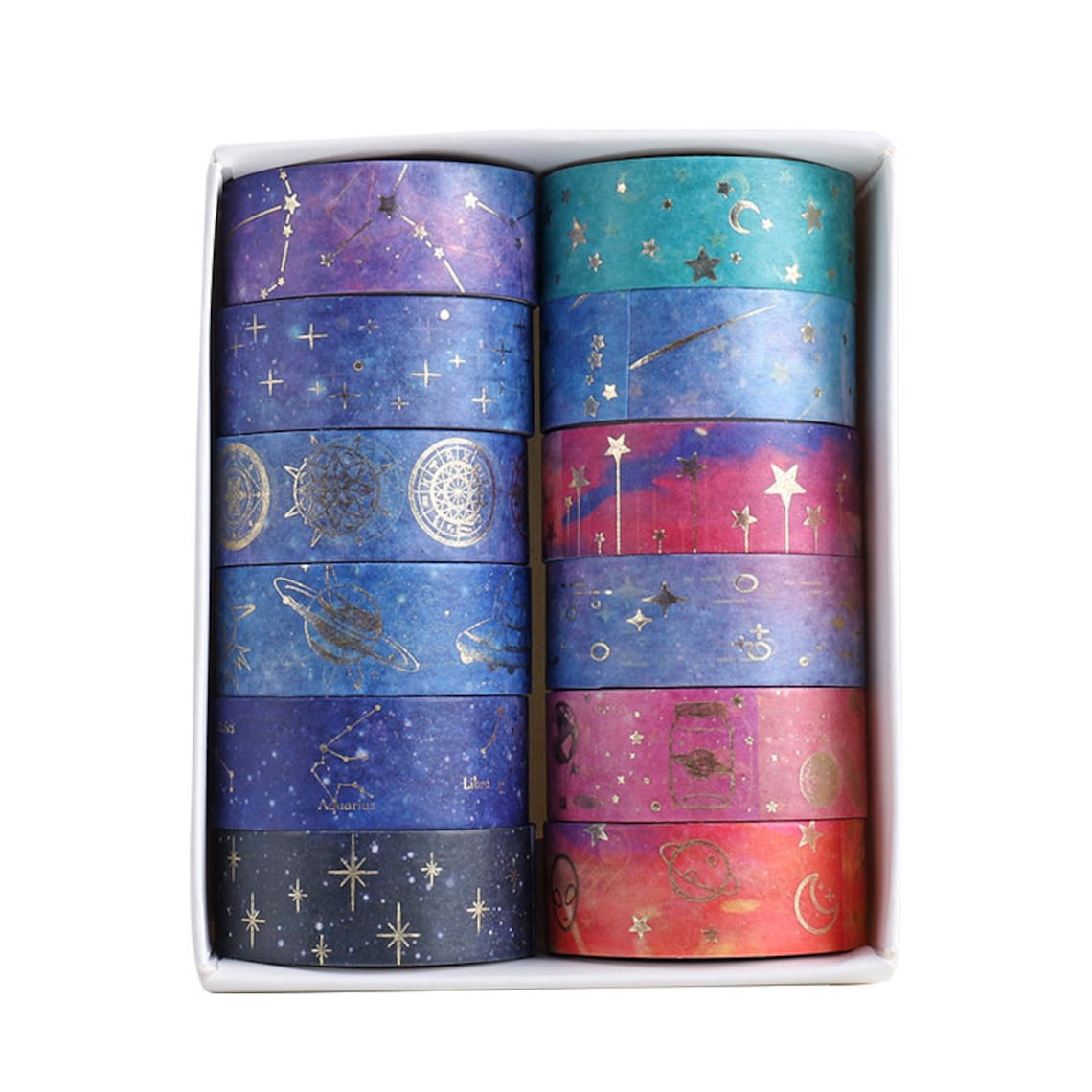 12 Rolls Galaxy Washi Tape Cosmic Washi Tape Universe Gold - Etsy