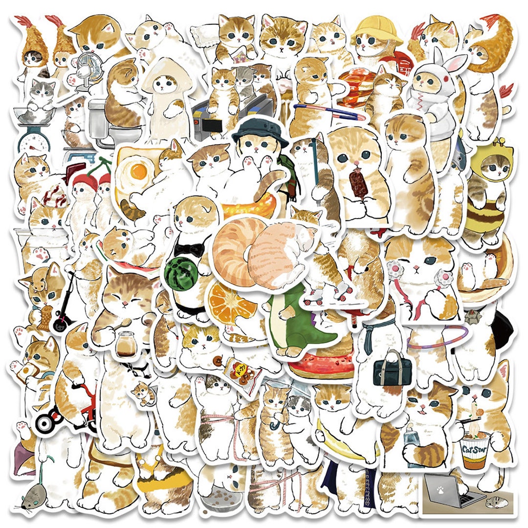 64pcs, Cute Yellow Cat Stickers, Suitcase Stickers, Waterproof Sticker ...
