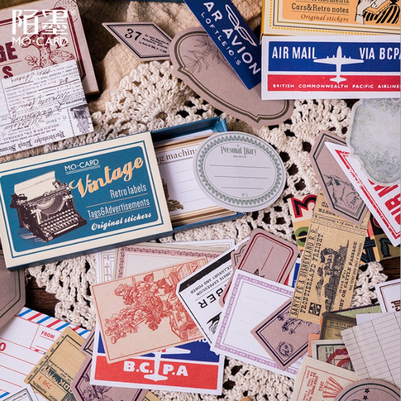 60pcs Vintage Stickers Written Stickers Frame Stickers - Etsy