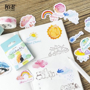 46pcs, Weather Stickers, Clouds Stickers, Rain, Sun, Cat, Rainbow ...