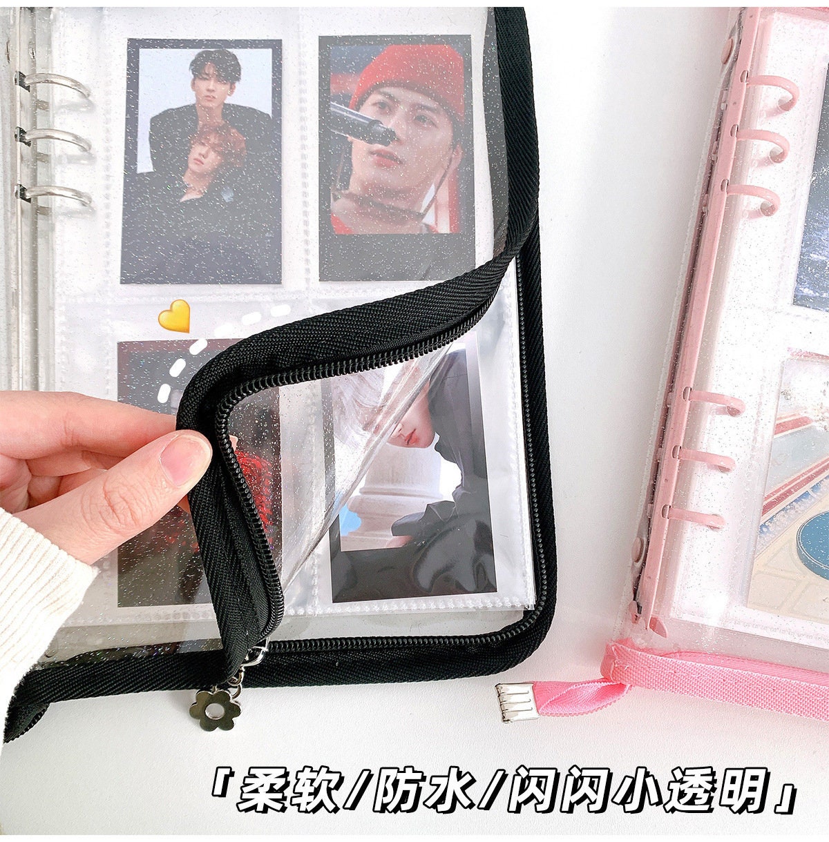 A5 Sticker Storage Book, PVC Zipper Binder, Card Storage, 6 Ring Binder ...