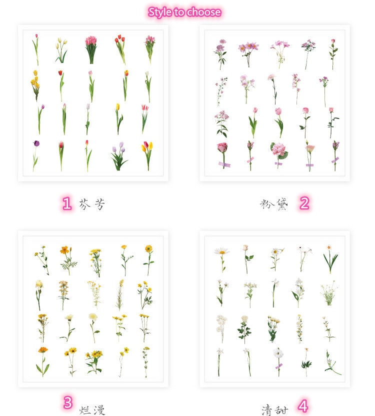 40pcs Plant stickers flowers stickers photo album | Etsy