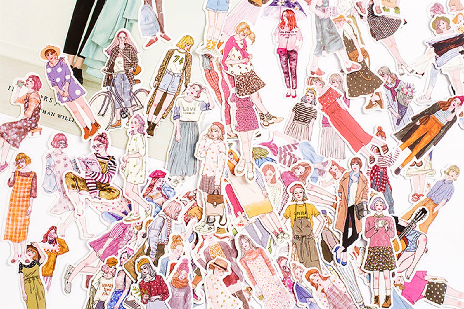 100pcs Girl stickers cute sticker bag sweet girl sticker | Etsy