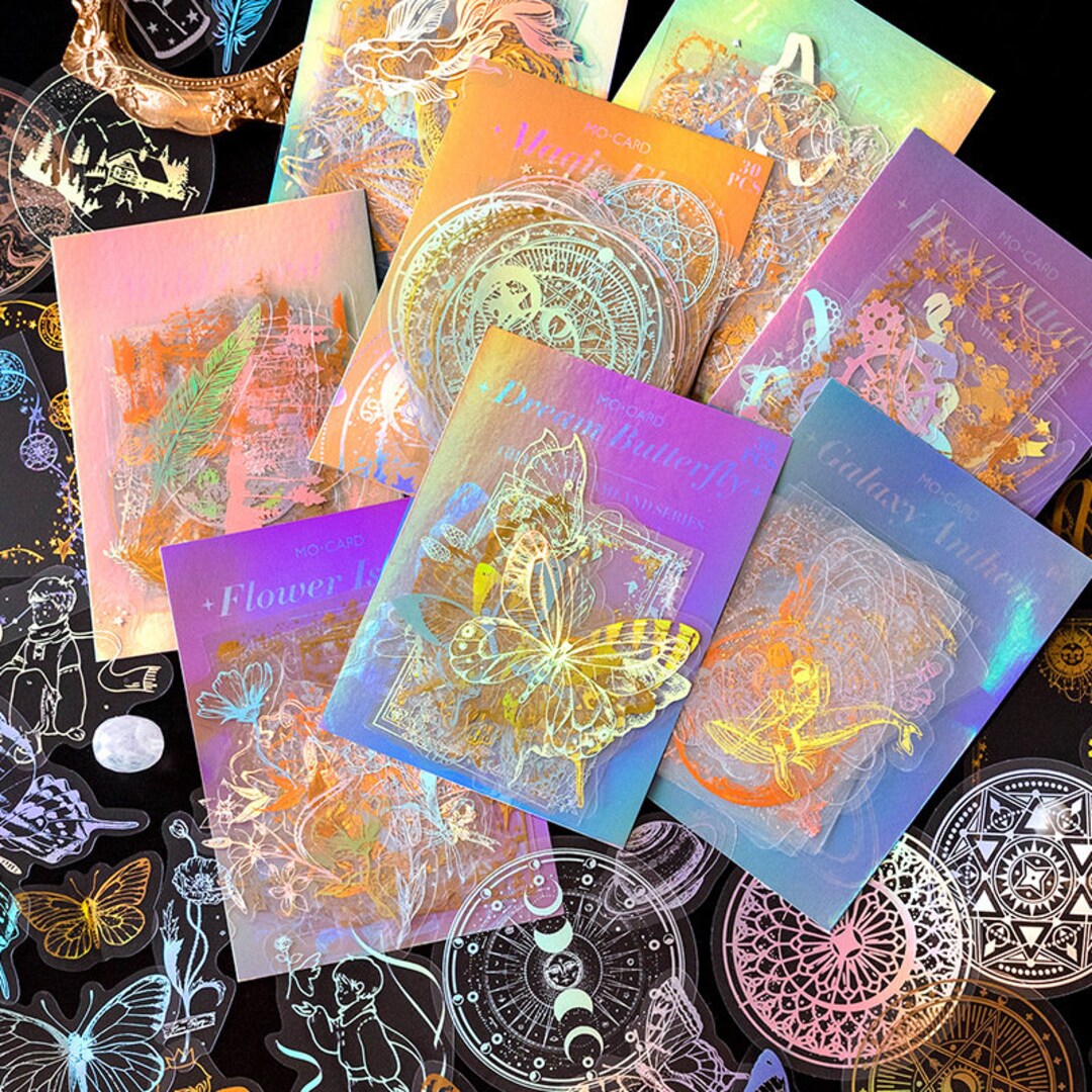 30pcs, Pretty Stickers, Butterfly, Jellyfish, Universe, Stars, Photo ...