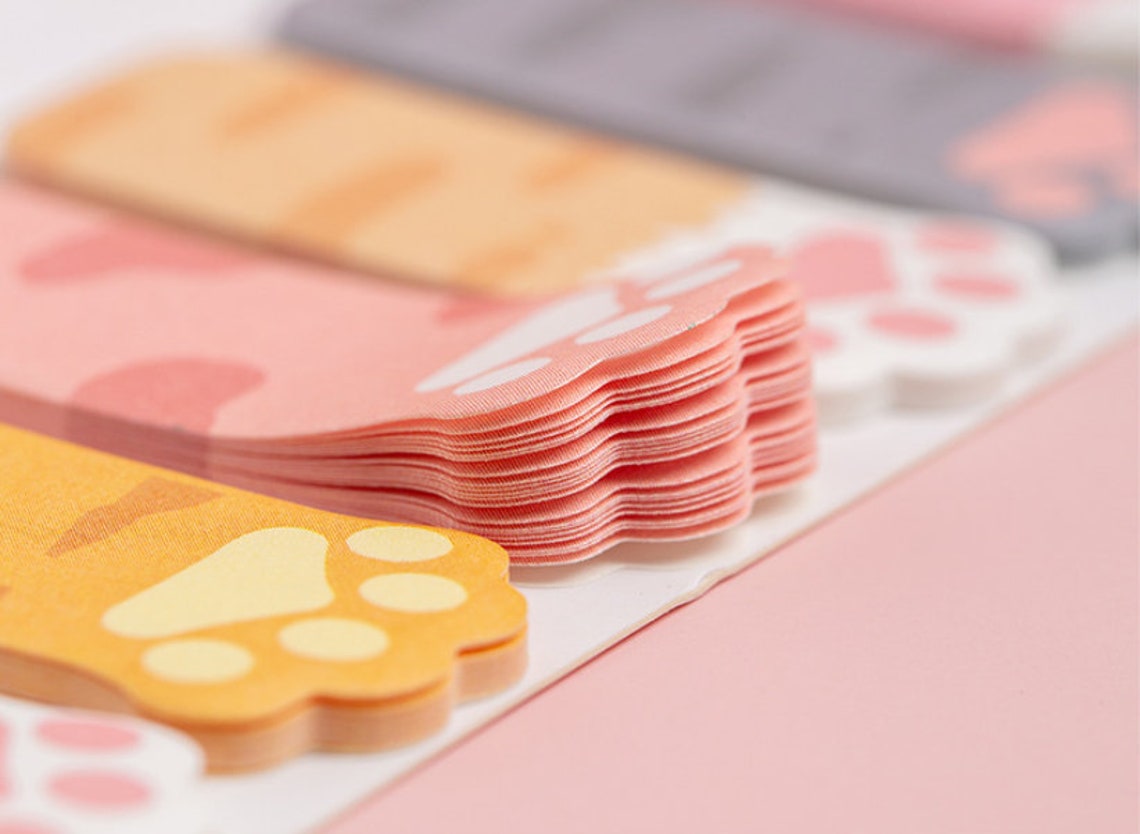 Cat Paw Sticky Notes Planner Memo to Do Sticky Notes Kawaii | Etsy