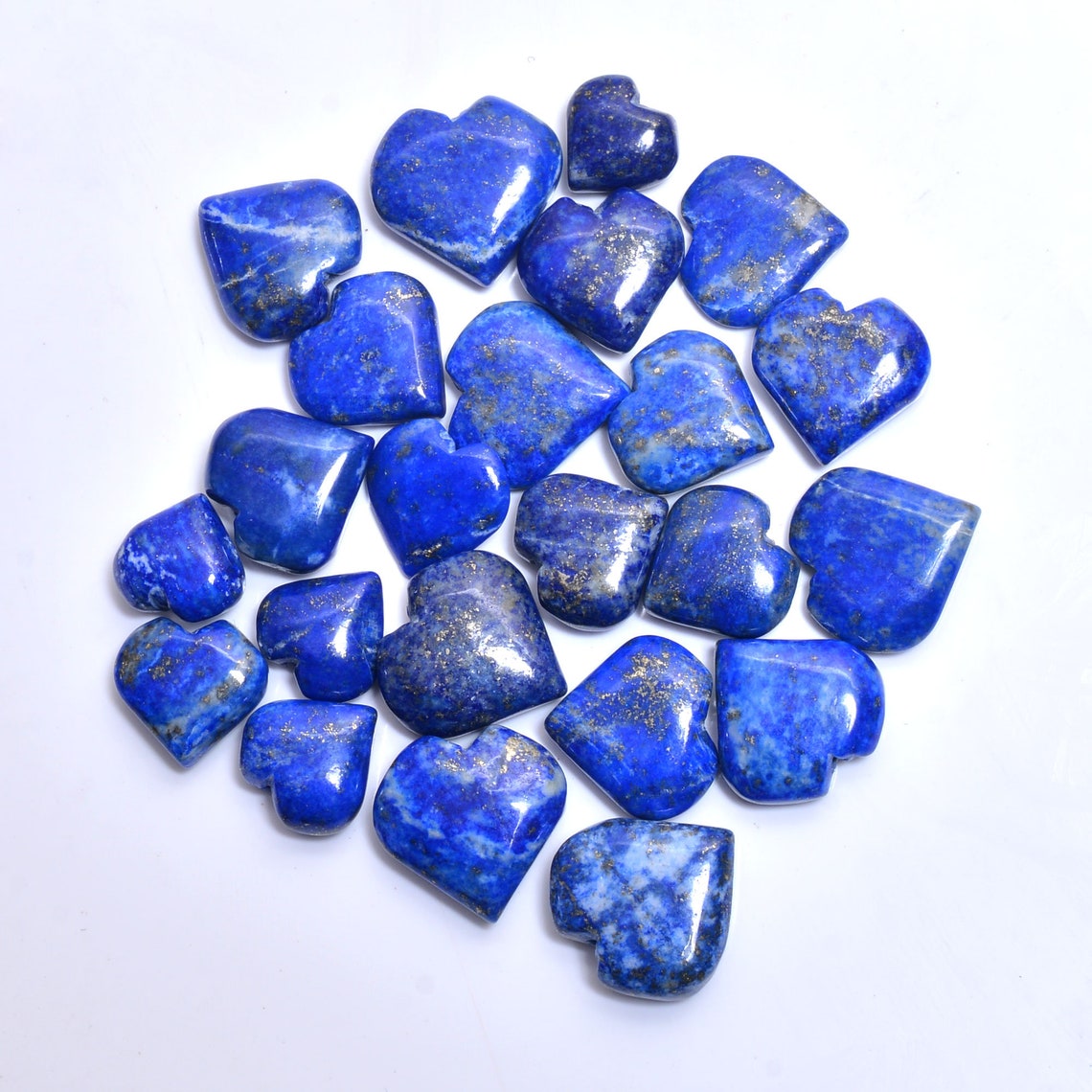 23 Pieces Lapis, 100% Untreated Natural Gold Pyrite Lapis Lazuli Heart ...
