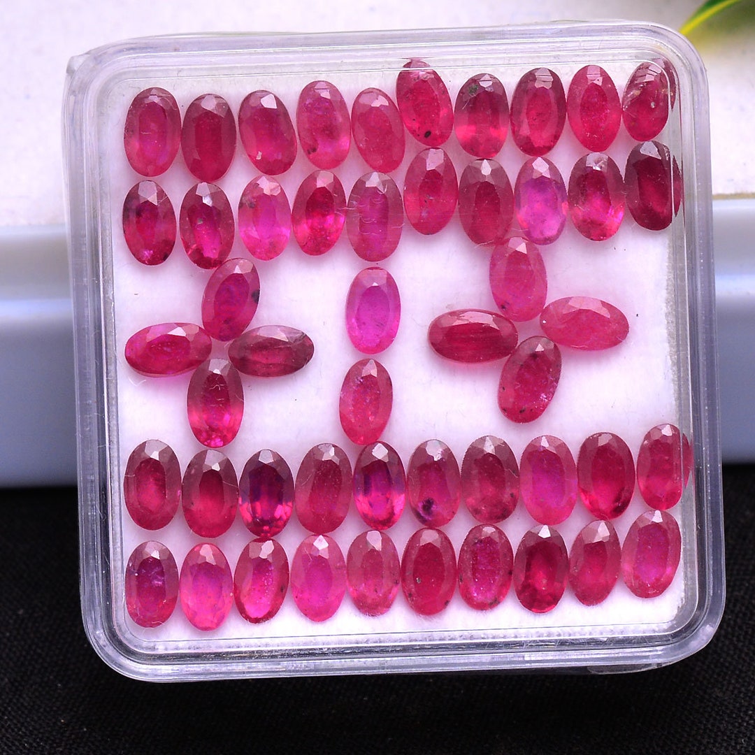 50 Pcs Natural Mozambique Ruby Rich Red 5mm*3mm Oval Faceted Cut Loose ...