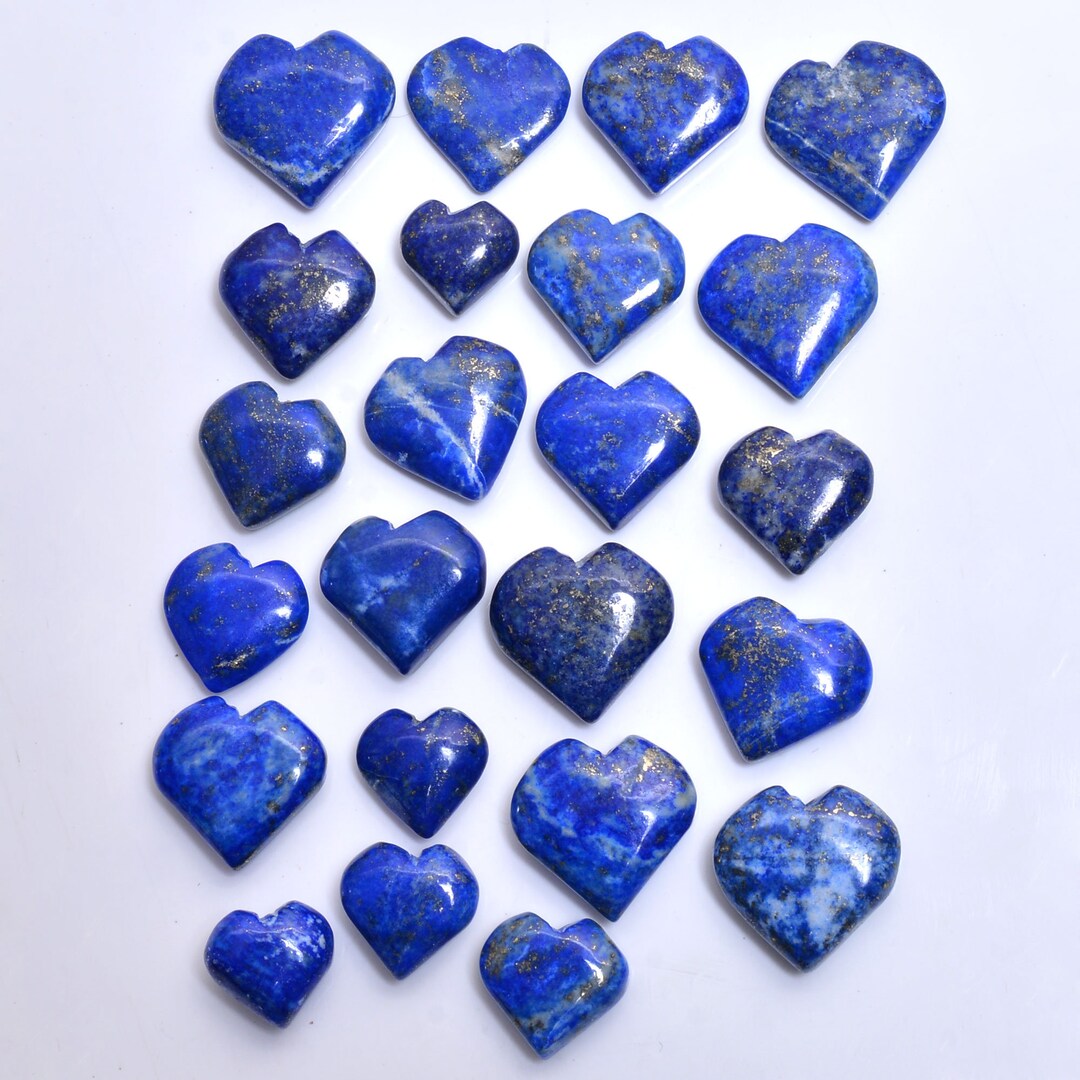 23 Pieces Lapis, 100% Untreated Natural Gold Pyrite Lapis Lazuli Heart ...