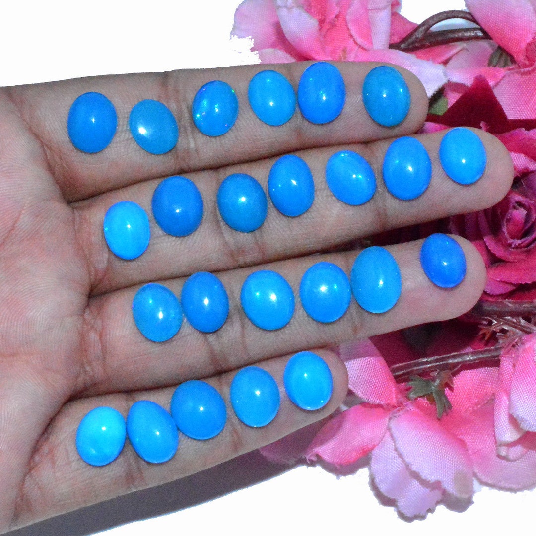 29 Pcs Natural Ethiopian Blue Opal 10.80mm-12.25mm Oval Cabochon Loose ...