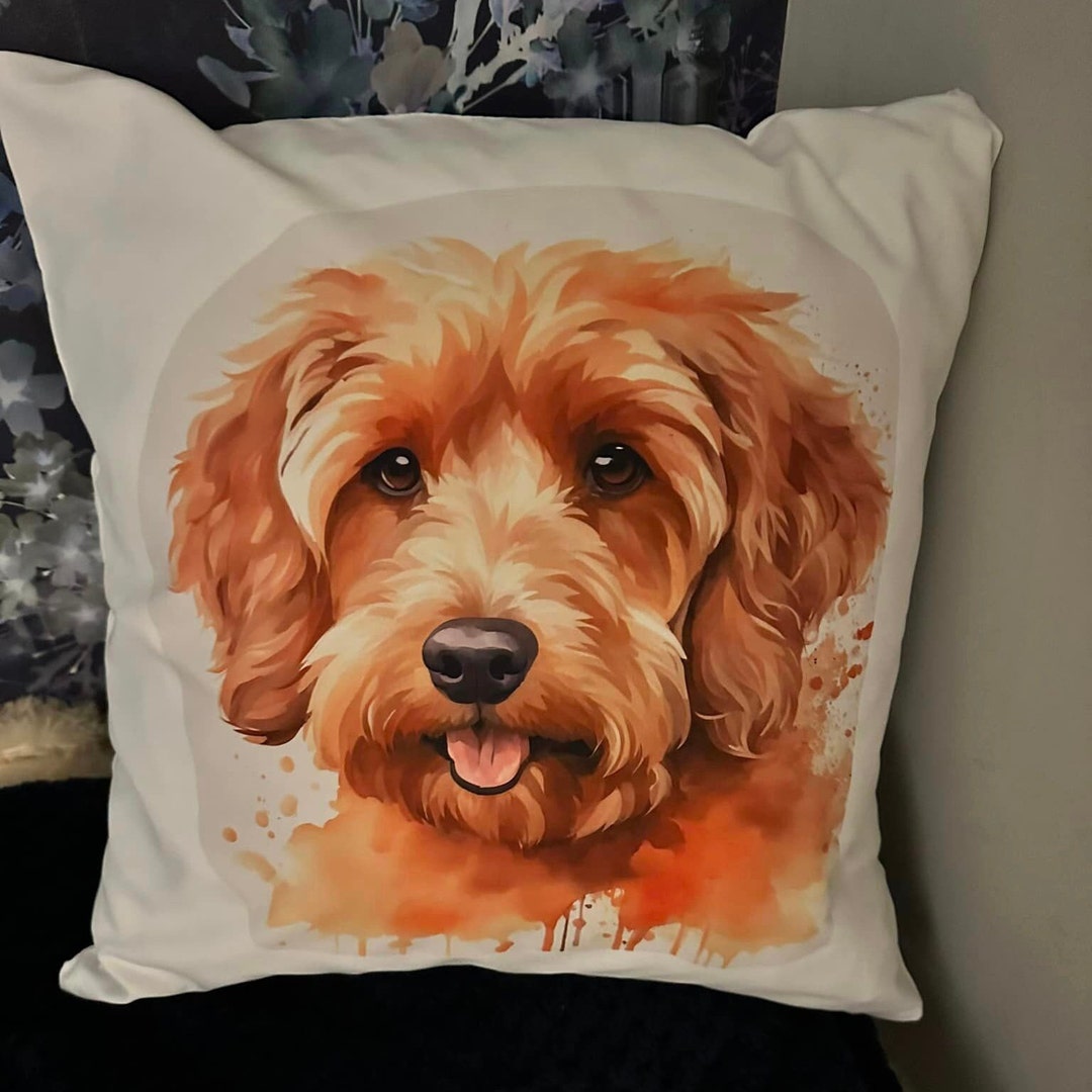 Cheeky Beautiful Looking Cockapoo, Cushion Cover Can Be Personalised ...