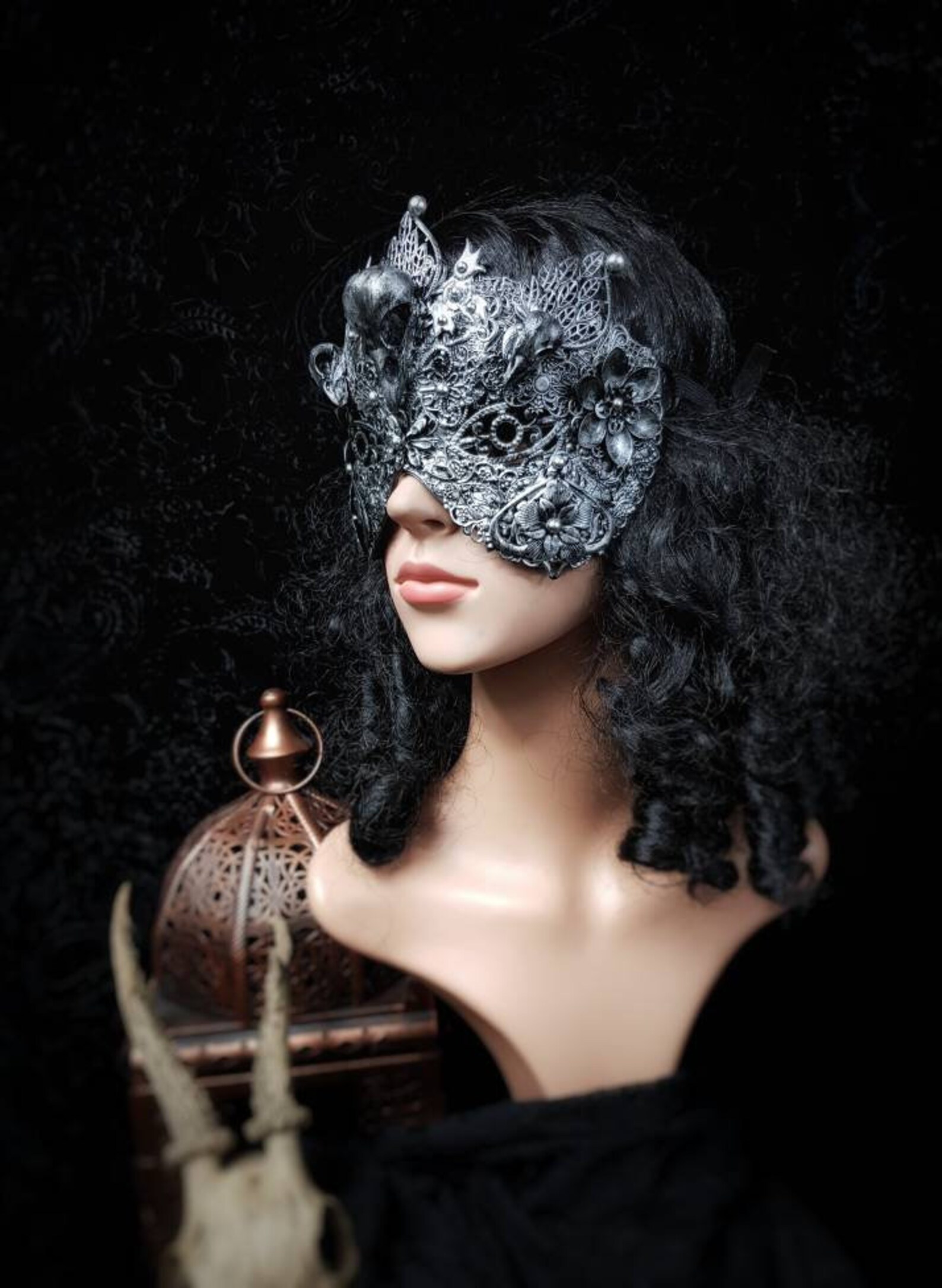 Mask raven Queen Blind Mask Metal Mask With Bird | Etsy