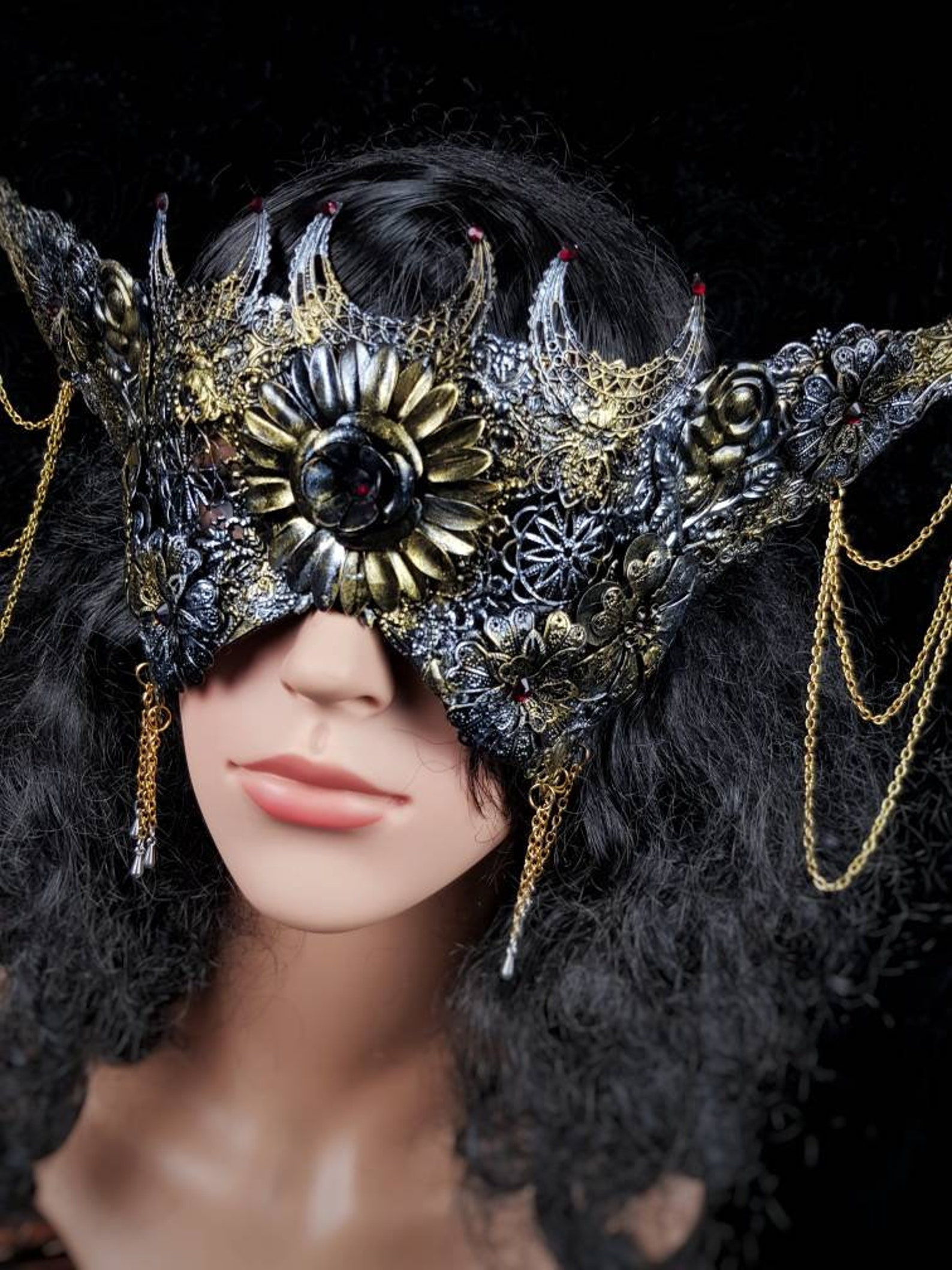 Blind Mask " Moon Elf " Gothic Crown, Cosplay, Pagan, Fairy, Gothic ...