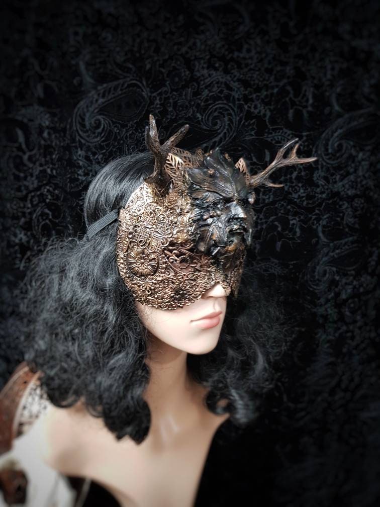 Ready to ship , Cernunnos blind mask, green man, Antlers mask, in ...